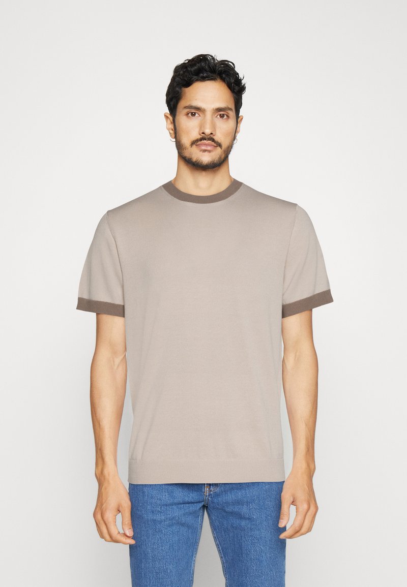 Selected Homme SLHMATTIS TEE - T-Shirt basic - oatmeal/desert taupe/taupe - Zalando.at