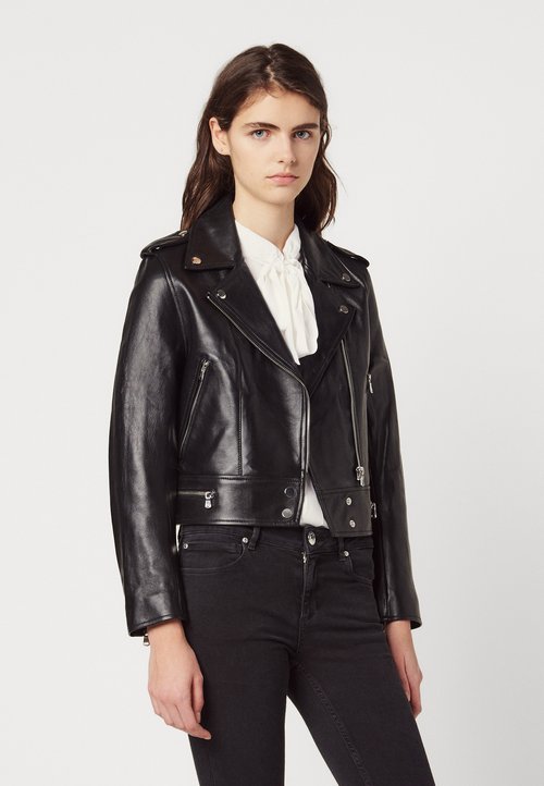 BOSS SAMELI - Nahkatakki - black/musta - Zalando.fi