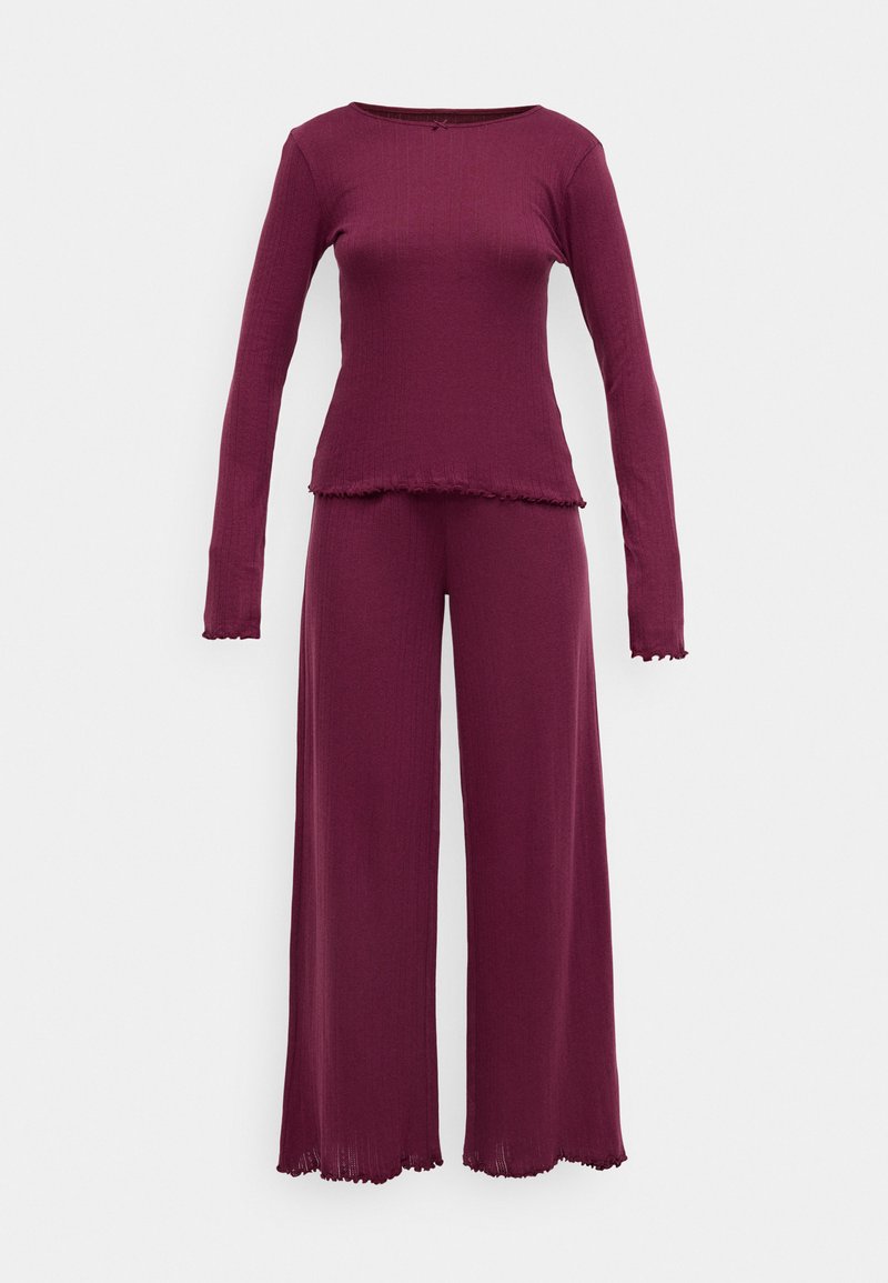 Lindex WITH LETTUCE EDGE - Nachtwäsche Set - dark dusty red/beere - Zalando