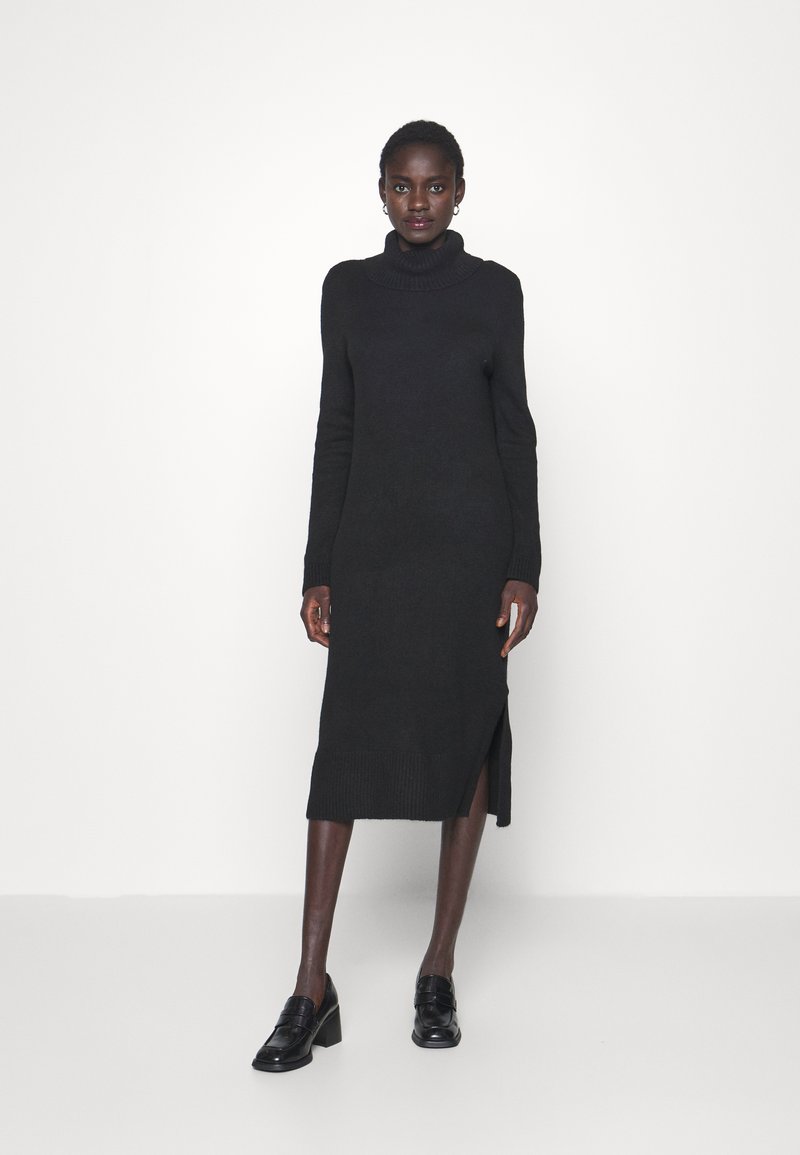 ONLY Tall BRANDIE ROLL DRESS - Strikket kjole - black melange/svart ...