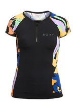 Roxy CAPS SLEEVE - Rash vest - anthracite flower jammin/anthracite ...