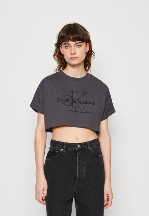 Calvin Klein Jeans ARCHIVAL MONOLOGO CROPPED TEE - T-Shirt print - bright white/weiß - Zalando.ch
