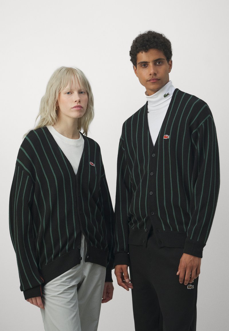 Lacoste EXCLUSIVE UNISEX - Adīta jaka - black/sequoia/melns - Zalando.lv