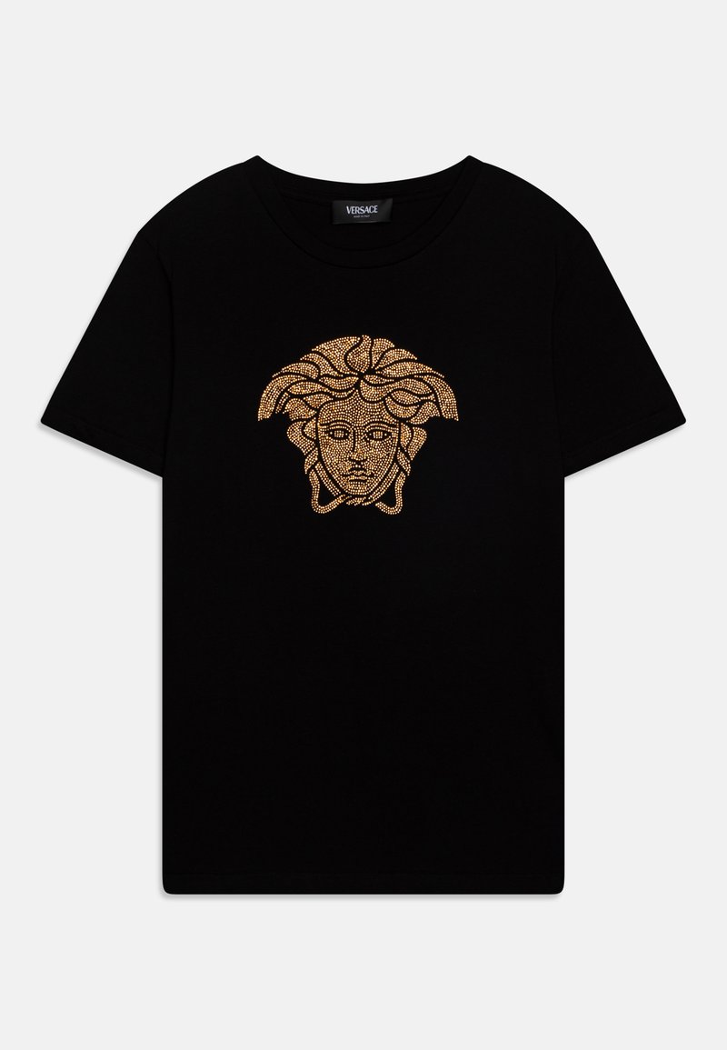Versace Medusa Unisex T Shirt Med Print Black Gold Svart