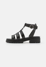 Pier One LEATHER - Sandales - black/noir - ZALANDO.CH