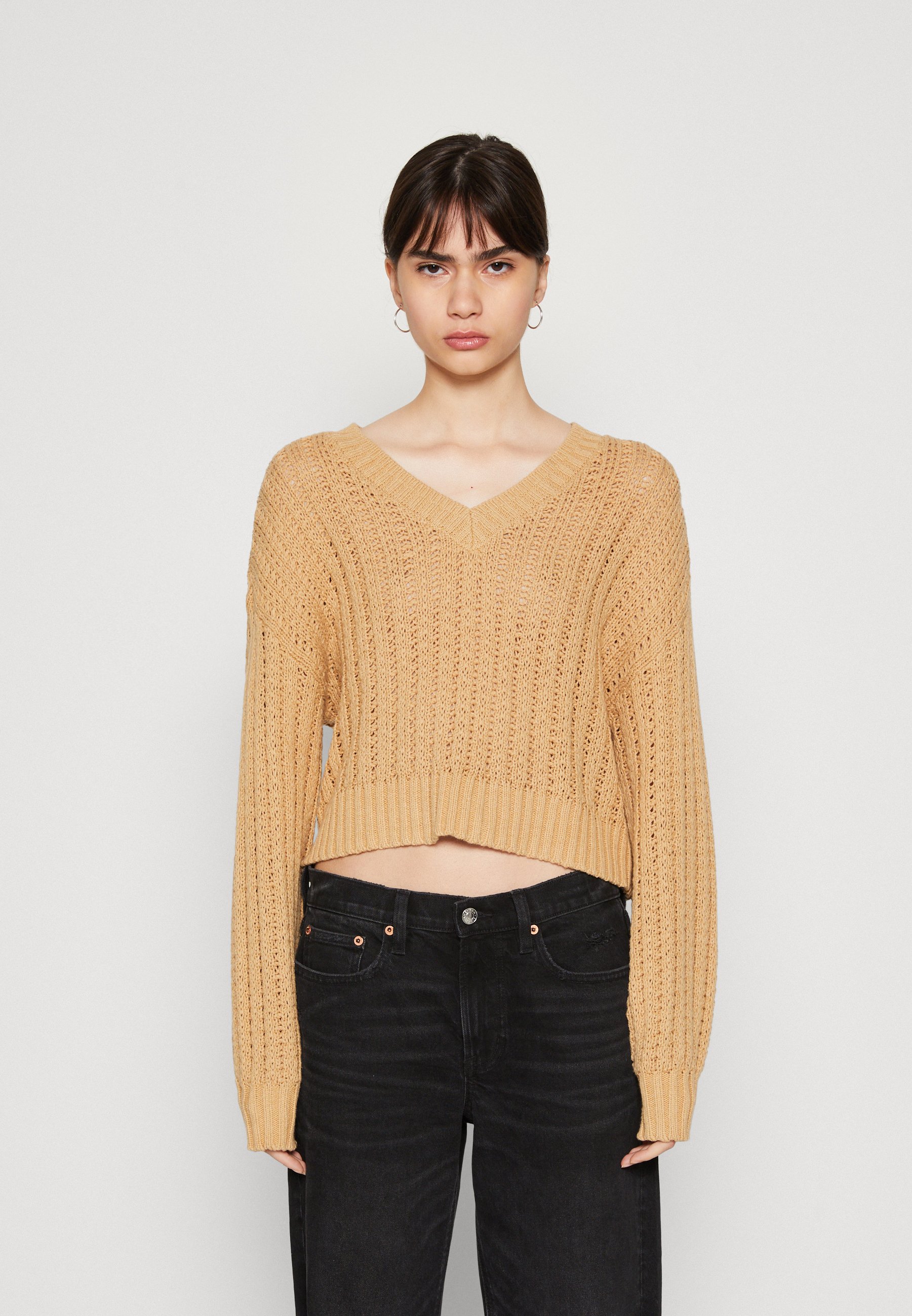 American Eagle NOTCH STITCHY Neule Light Brown vaaleanruskea American Eagle NOTCH STITCHY Neule Light Brown vaaleanruskea