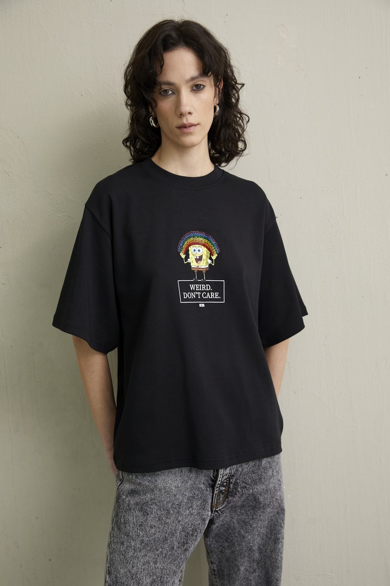GCDS SPONGEBOB DON'T CARE - T-shirt imprimé - black/noir - ZALANDO.FR