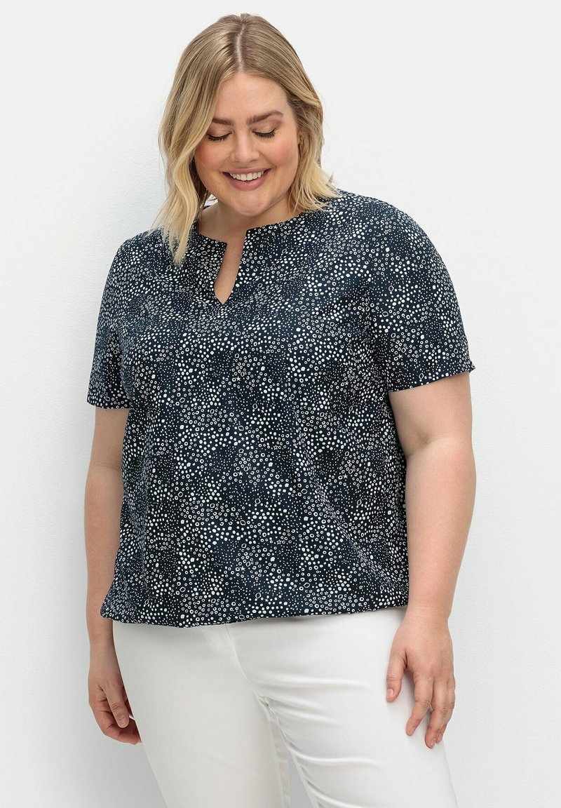Sheego Blouse - nachtblau gemustert/donkerblauw - Zalando.be