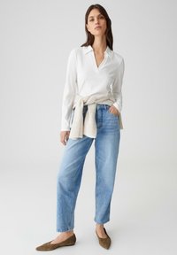 OPUS PANTS RISE BARREL FIT - Wide Leg - light powder blue/blu denim ...