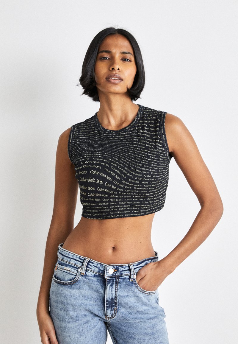 Calvin Klein Jeans CROPPED TANK - Topper - black/svart - Zalando.no