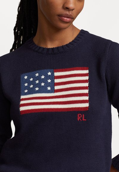 Polo Ralph Lauren FLAG COTTON CREWNECK SWEATER - Jumper - navy/dark ...