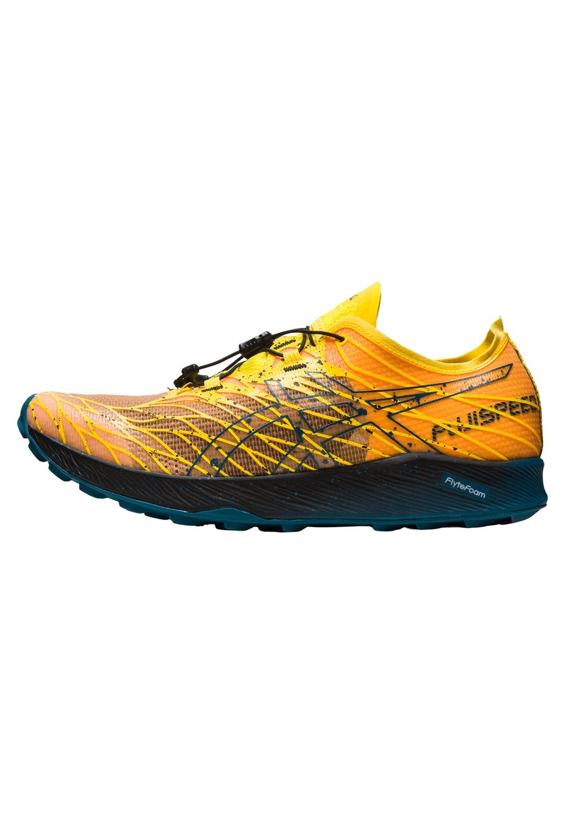 ASICS FUJI SPEED - Trail running shoes - golden yellow ink teal/gold ...