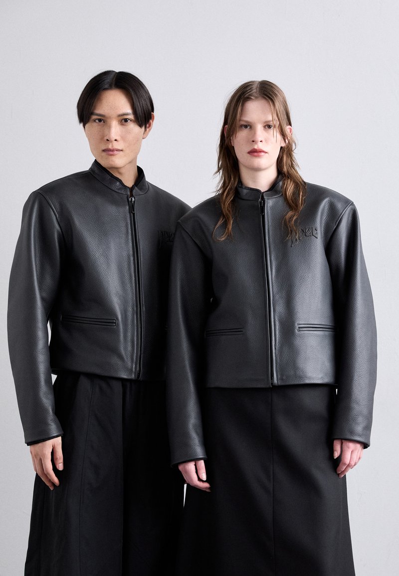 032c ATTRITION JACKET UNISEX - Lederjacke - black/schwarz - Zalando.at