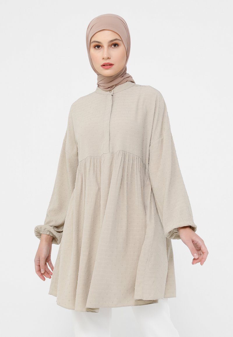 Modanisa BUTTON COLLAR REFKA - Tunic - beige - Zalando.de