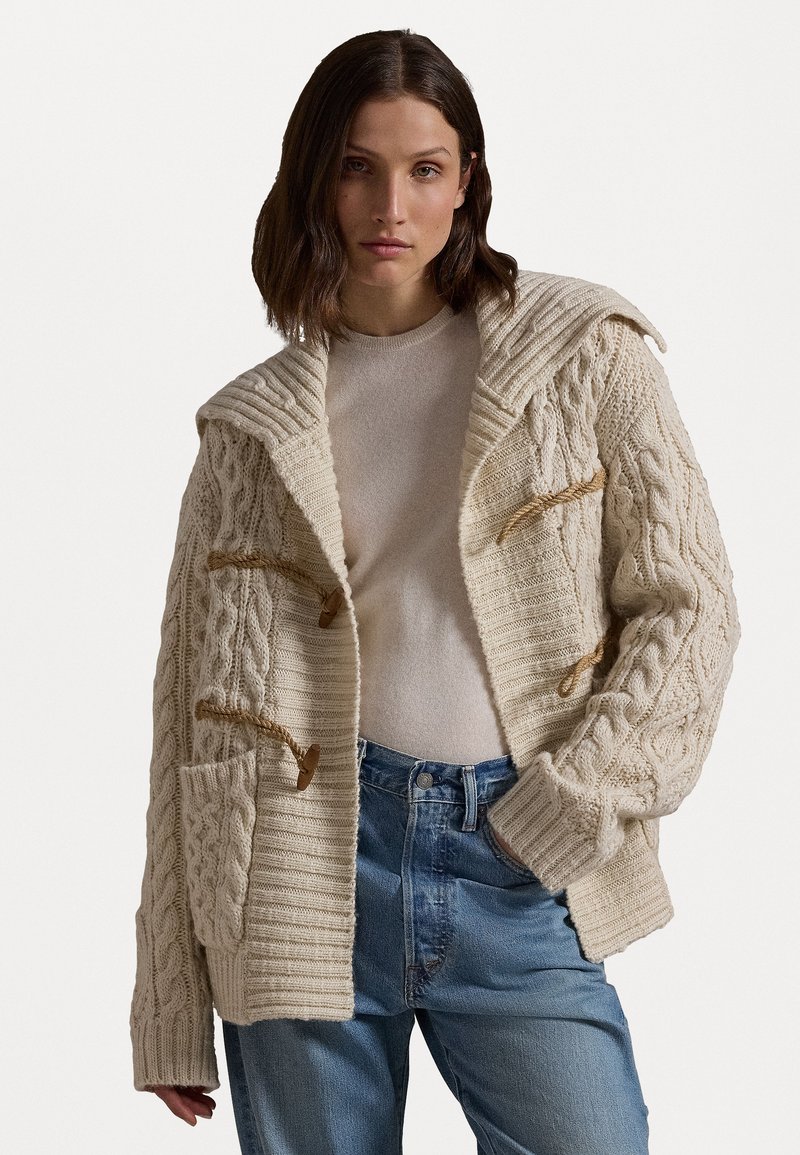 Polo Ralph Lauren ARAN-KNIT WOOL TOGGLE CARDIGAN - Cardigan - natural ...
