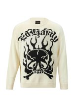 Ed Hardy SKULL IN FLAMES - Jumper - ecru black/off-white - Zalando.ie