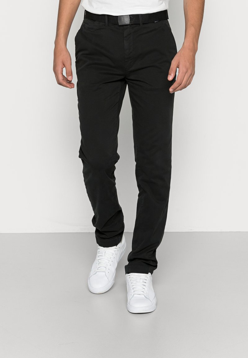 Calvin Klein Slim Fit Garment Dye Belt Chinos Black Zalando De