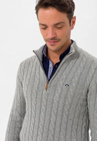 Felix Hardy CABLE HALF ZIPPER - Trui - light grey/lichtgrijs - Zalando.nl