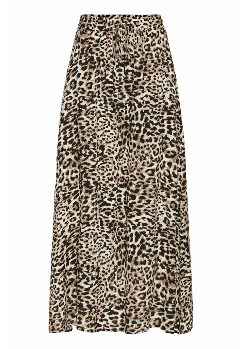 b.young BYMM VNECK MAXI - A-snit nederdel - birch leopard/beigemeleret ...