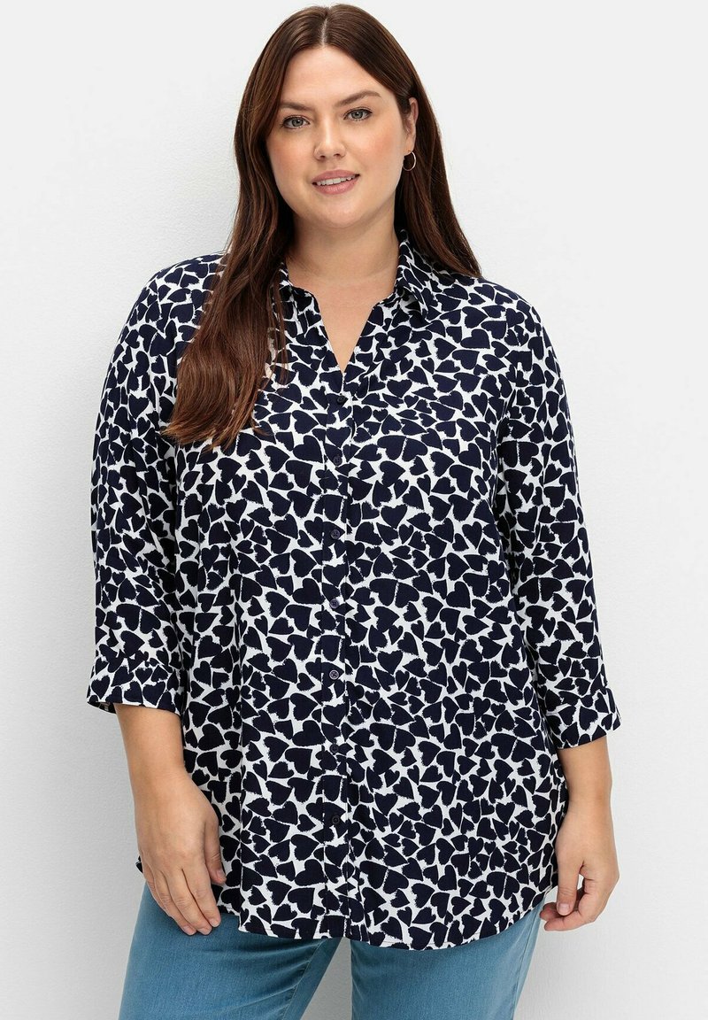 Sheego Hemdbluse - marine gemustert/dunkelblau - Zalando.de