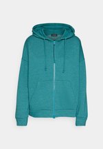 Even&Odd ADAPTIVE BASIC OVERSIZED HOODIE ZIP JACKET - Sweatjacke - mottled teal/petrol meliert ...