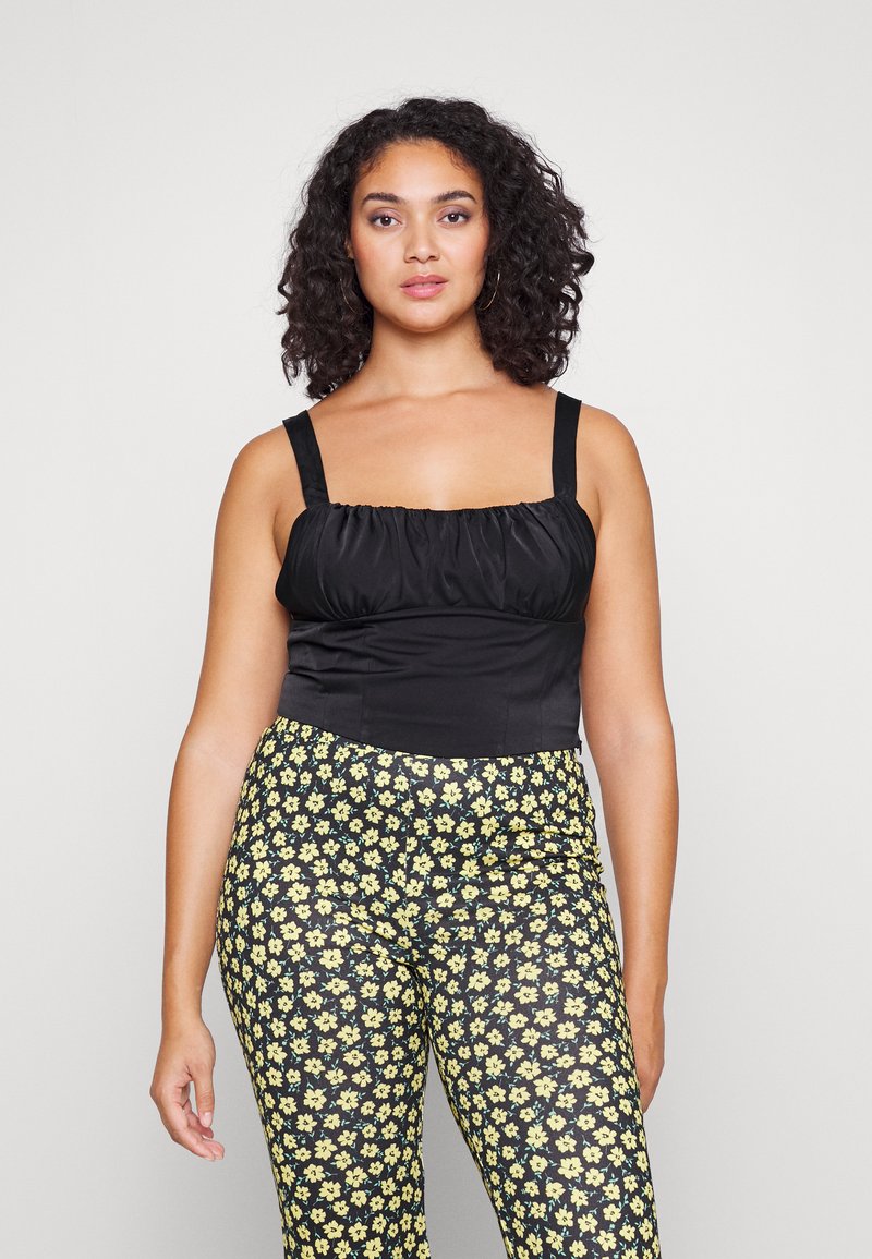Glamorous Curve RUCHED BUST CROP TOP - Top - black/schwarz - Zalando.ch