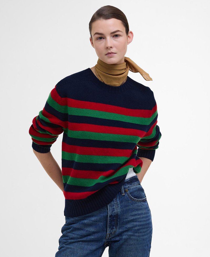 Barbour BARBOUR X ALEXA ILLY STRIPE KNITTED JUMPER - Jumper - ruby/red - Zalando.co.uk