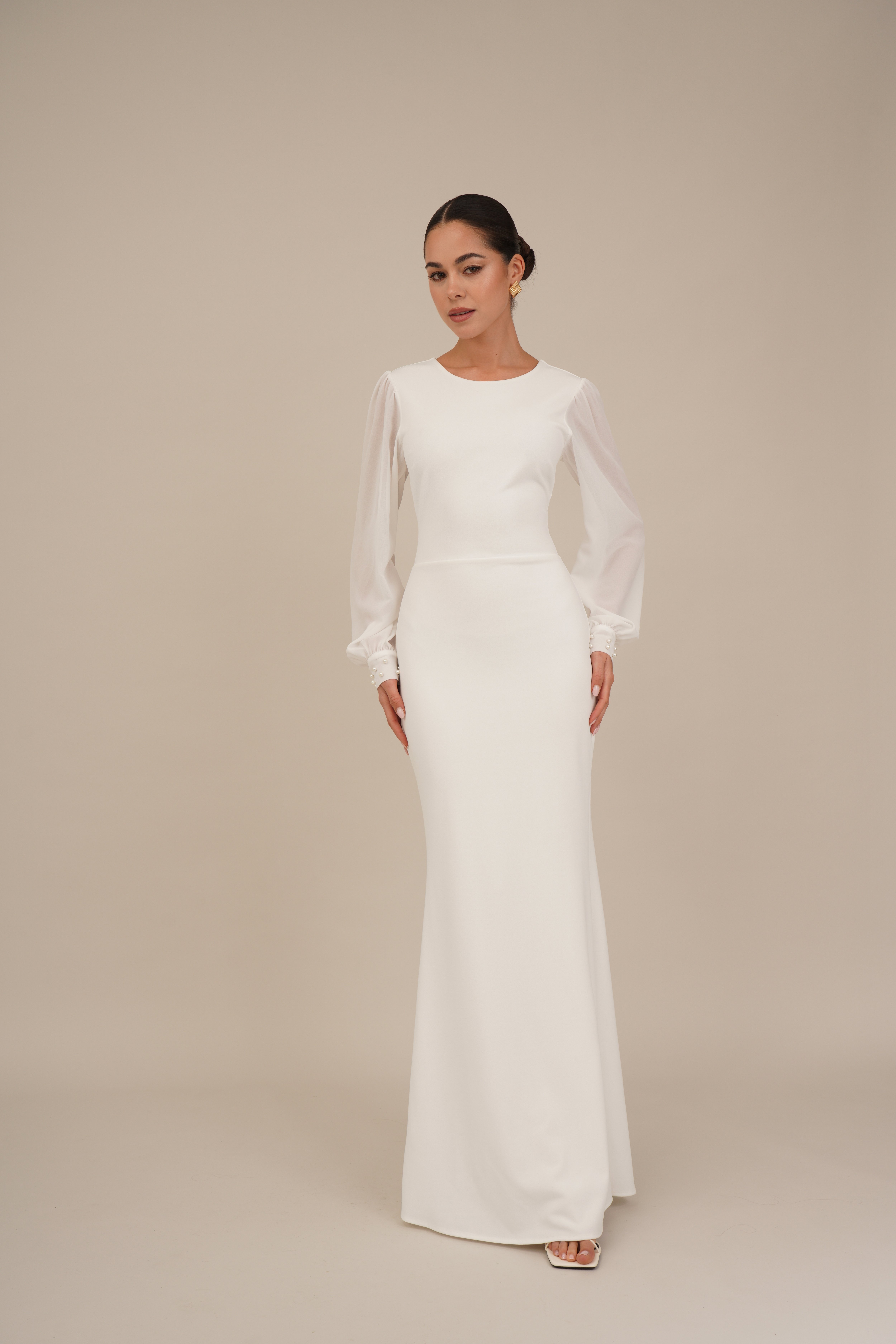 WAL G MADALINE PEARL SLEEVE MAXI DRESS Jersey Dress White WAL G MADALINE PEARL SLEEVE MAXI DRESS Jersey Dress White