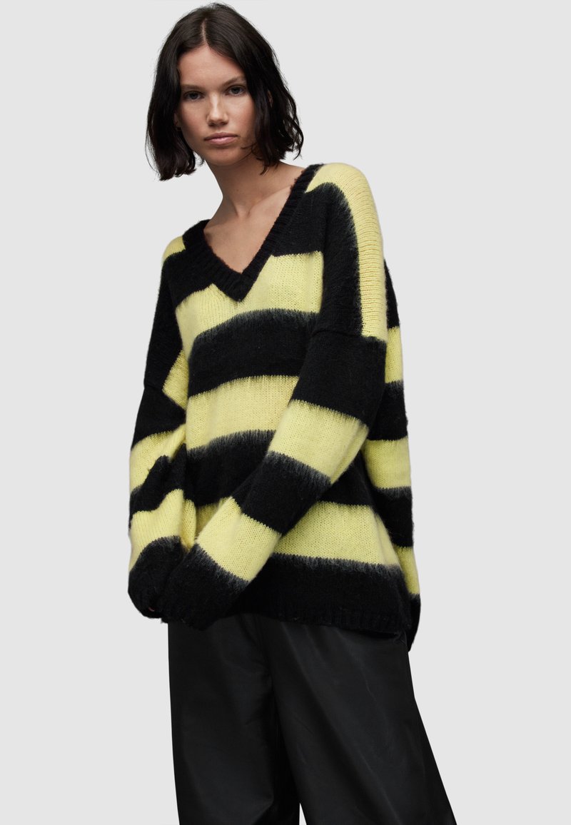 AllSaints LOU V-NECK - Pullover - black/noir - ZALANDO.FR