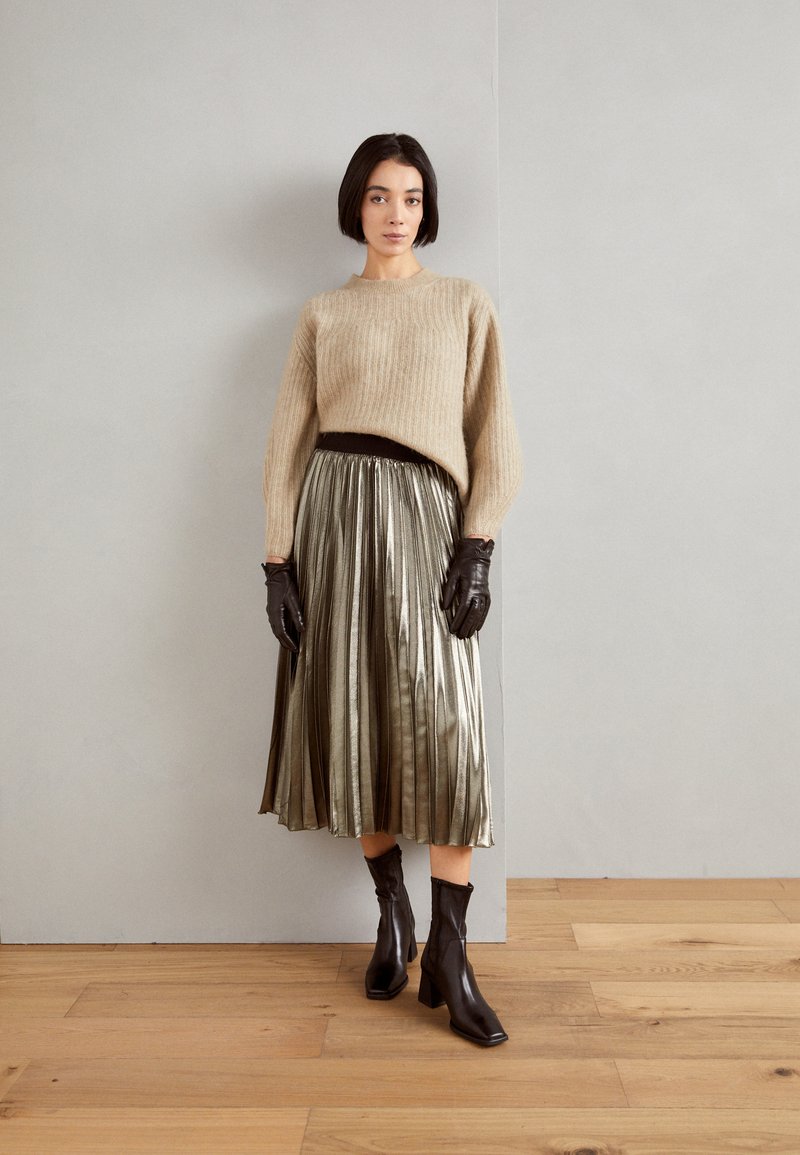 Mos Mosh PLISSE SKIRT - Veckad kjol - antique brass/guldfärgat - Zalando.se