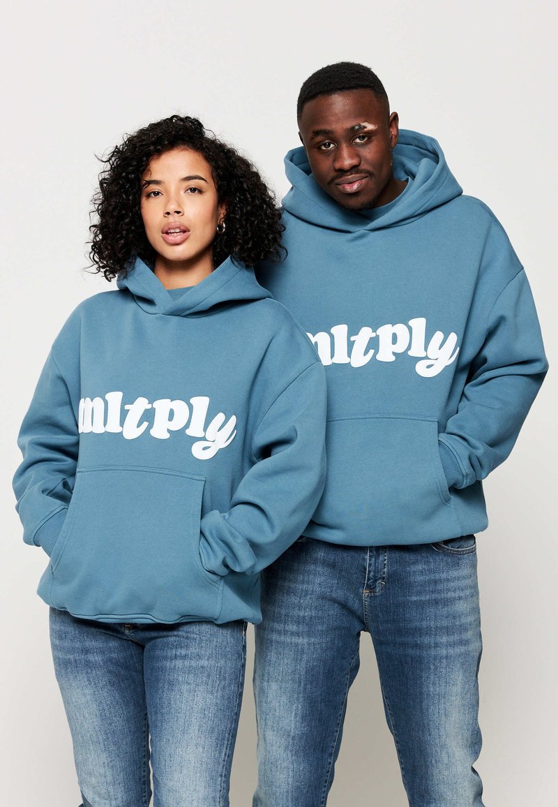 Multiply Apparel TUMMY - Sweat à capuche - aegean blue soda washed/bleu ...