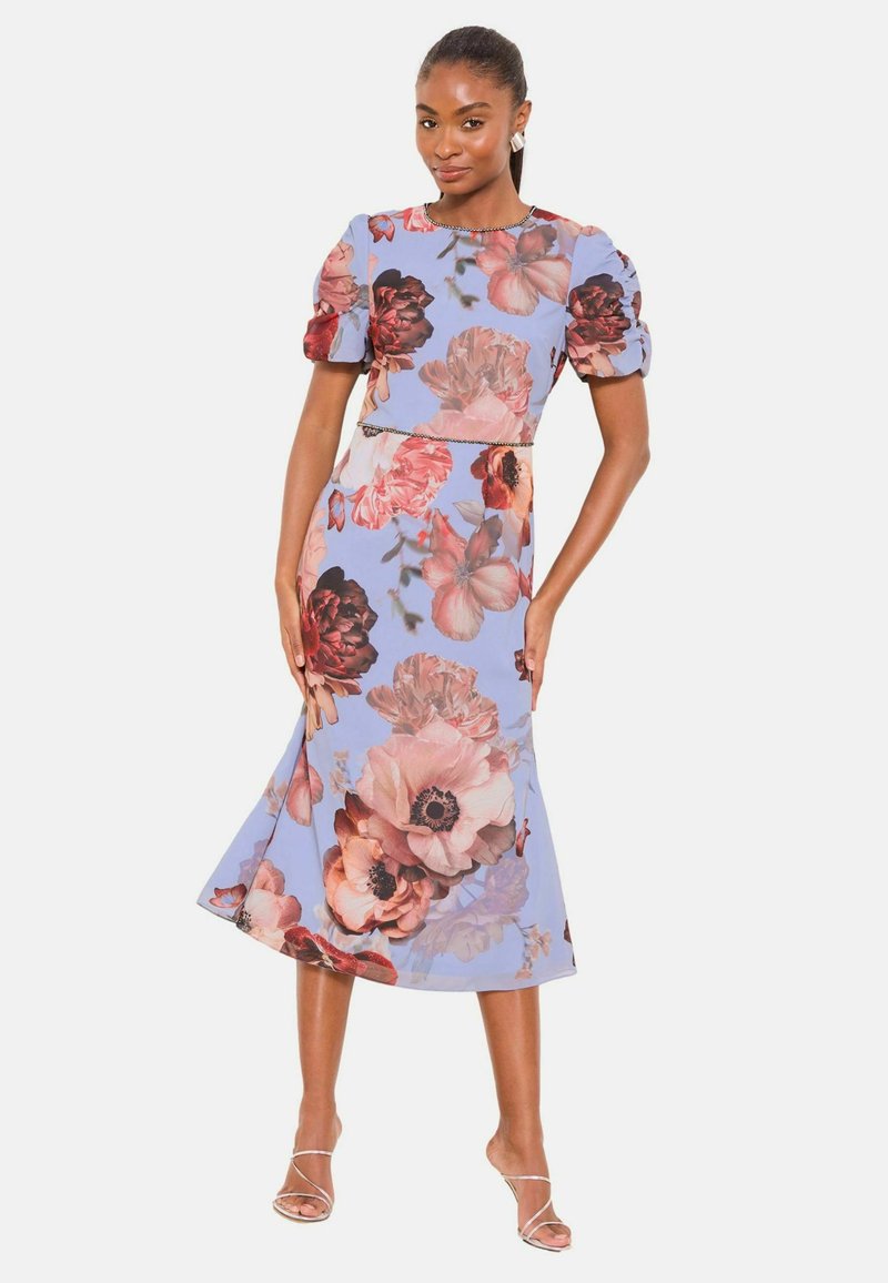 Lipsy REGULAR FIT-BEAD TRIM FLORAL PRINT AND FLARE MIDI - Rochie de zi ...