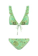 Shiwi BOBBY FIXED TRIANGLE SET RUFFLE - Bikini - green botanic flower ...