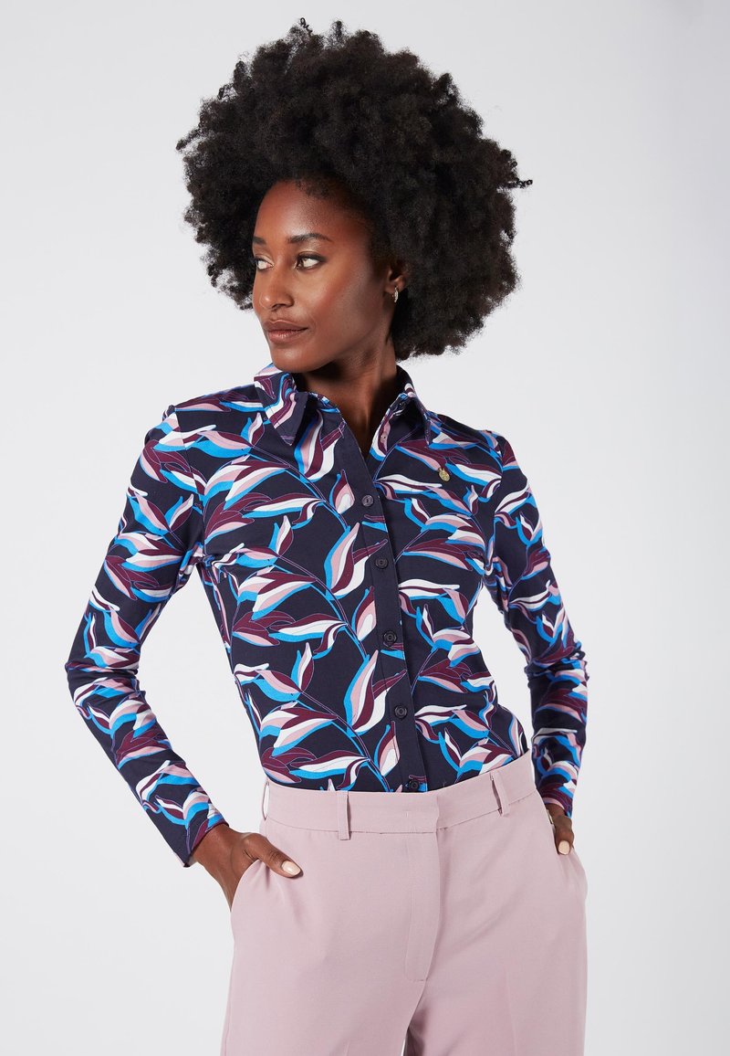 4funkyflavours CALL IT DREAMING - WITH LEAF PRINT - Button-down blouse - dark blue - Zalando