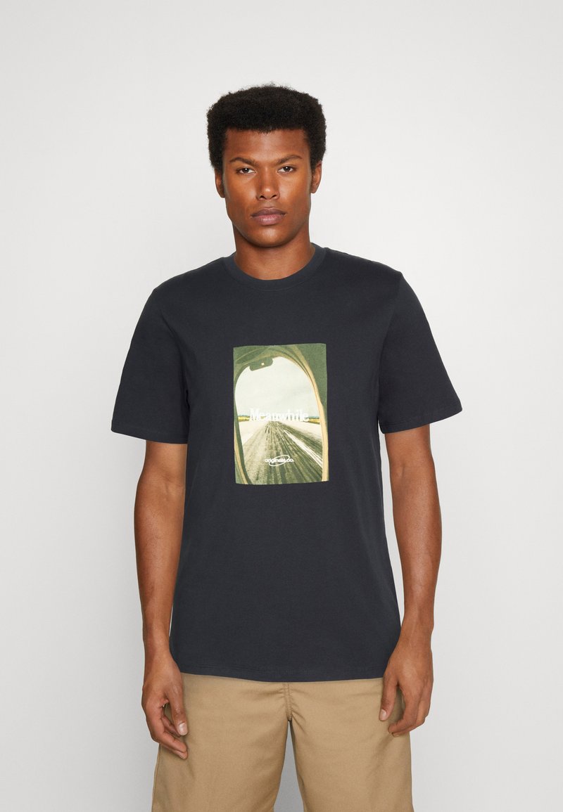 Jack And Jones Jordalston Crew Neck T Shirts Print Navy Mørkeblå