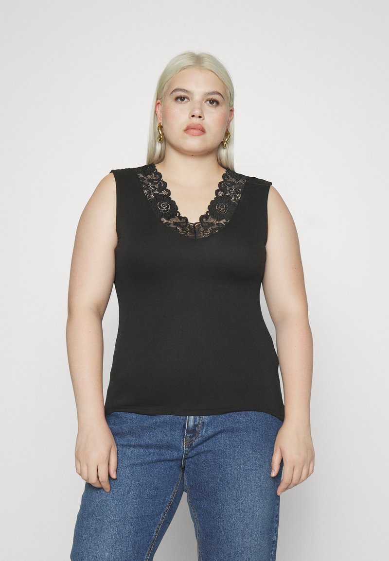 Vero Moda Curve VMCROSA V-NECK - Top - black/schwarz - Zalando.de