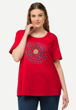 Ulla Popken FLOCKED COLD-DYED - T-Shirt print - pink - Zalando.de