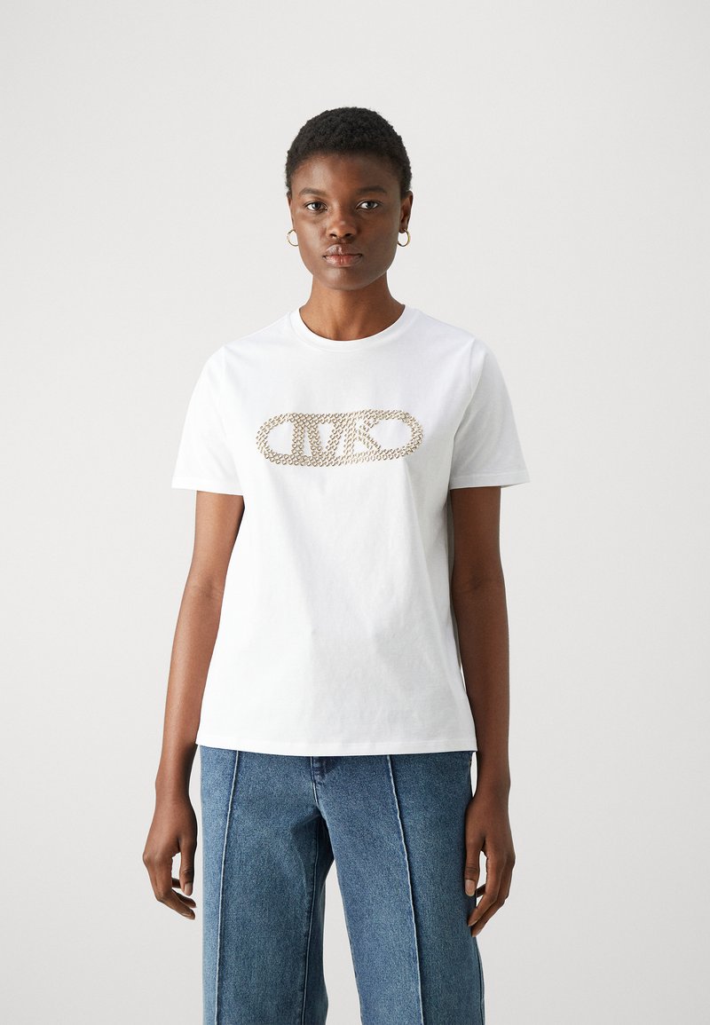MICHAEL Michael Kors GROMMET EMPIRE TEE - Trükipildiga T-särk - white ...