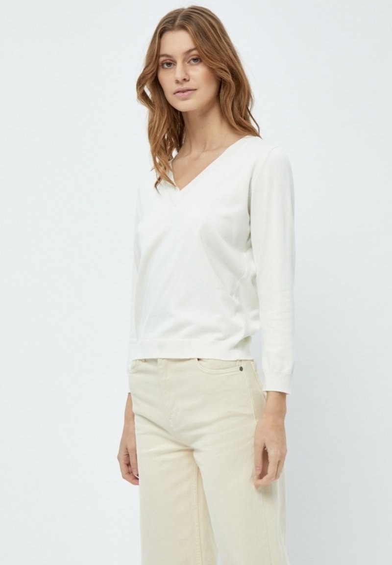 Minus MIMILLA 3/4 SLEEVE KNIT PULLOVER - Pullover - broken white/blanc ...