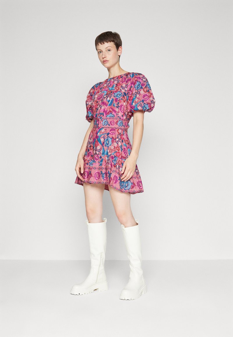 Farm Rio FLORAL BIRDS BLUSH MINI DRESS - Robe de jour - floral birds ...