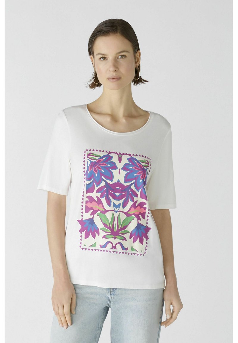 Oui MISCHUNG - Print T-shirt - cloud dancer/off-white - Zalando