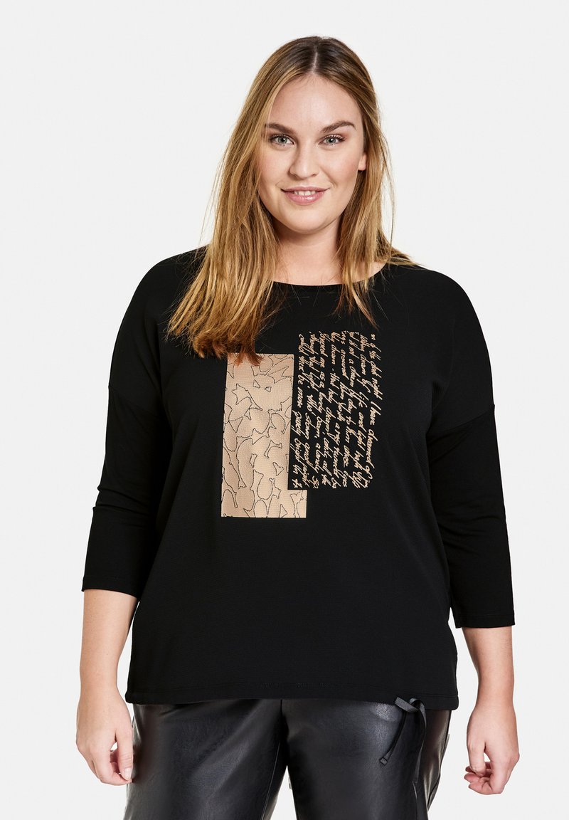 Samoon Long sleeved top - black gemustert/multi-coloured - Zalando.de