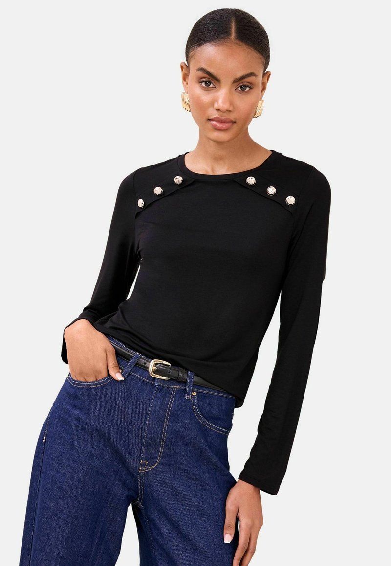 Lipsy REGULAR FIT - MILITARY BUTTON - Hosszú ujjú felső - black/fekete ...