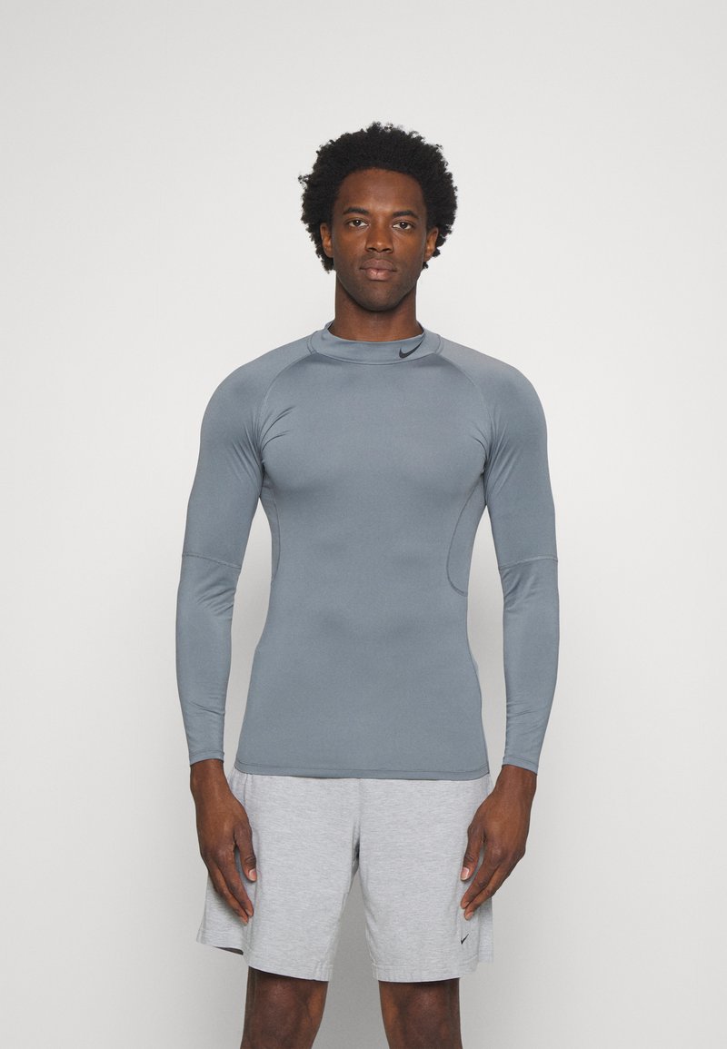 Nike Performance Tight Mock Langærmet T Shirt Smoke Grey Black Grå