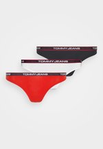 Tommy Jeans THONG 3 PACK - Thong - deep crimson/white/desert sky/red ...