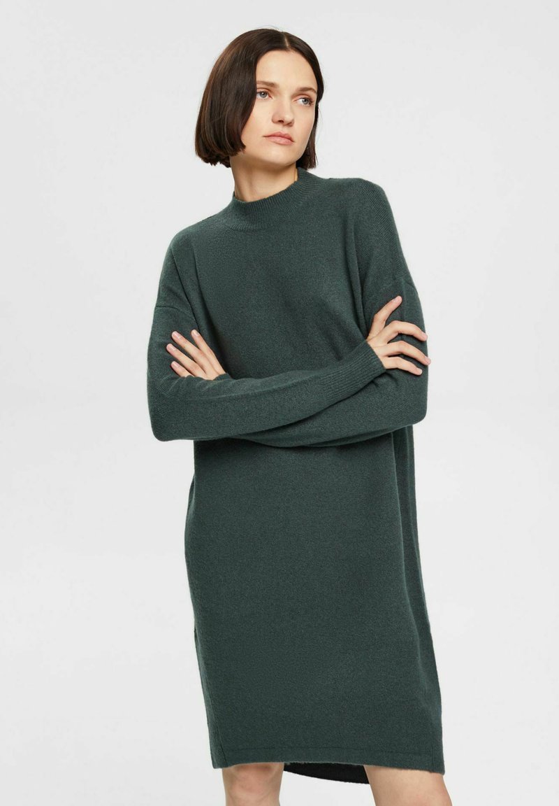 Esprit Collection Robe pull - dark teal green/vert métallisé - ZALANDO.FR