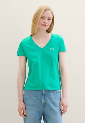 Cache Cache MIT MAKRAMEE-STREIFEN - T-shirt print - rose fushia/neonroze - Zalando.nl