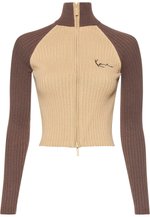 Karl Kani CHEST SIGNATURE BLOCK - Strickjacke - sand brown/sand ...