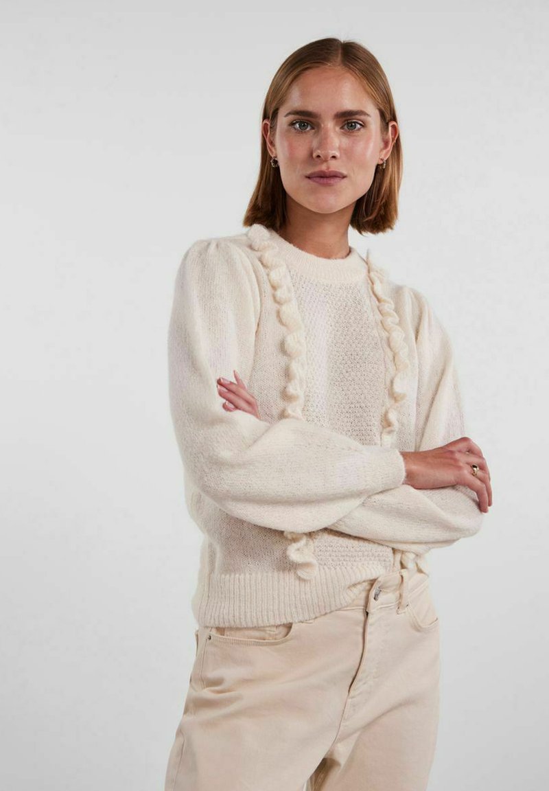 Pieces PCMARLEY - Strickpullover - antique white/beige - Zalando.at