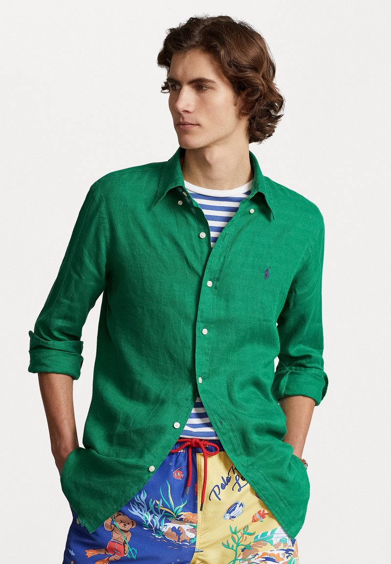 Polo Ralph Lauren CUSTOM FIT LINEN SHIRT - Camisa - athletic green/verde - Zalando.es